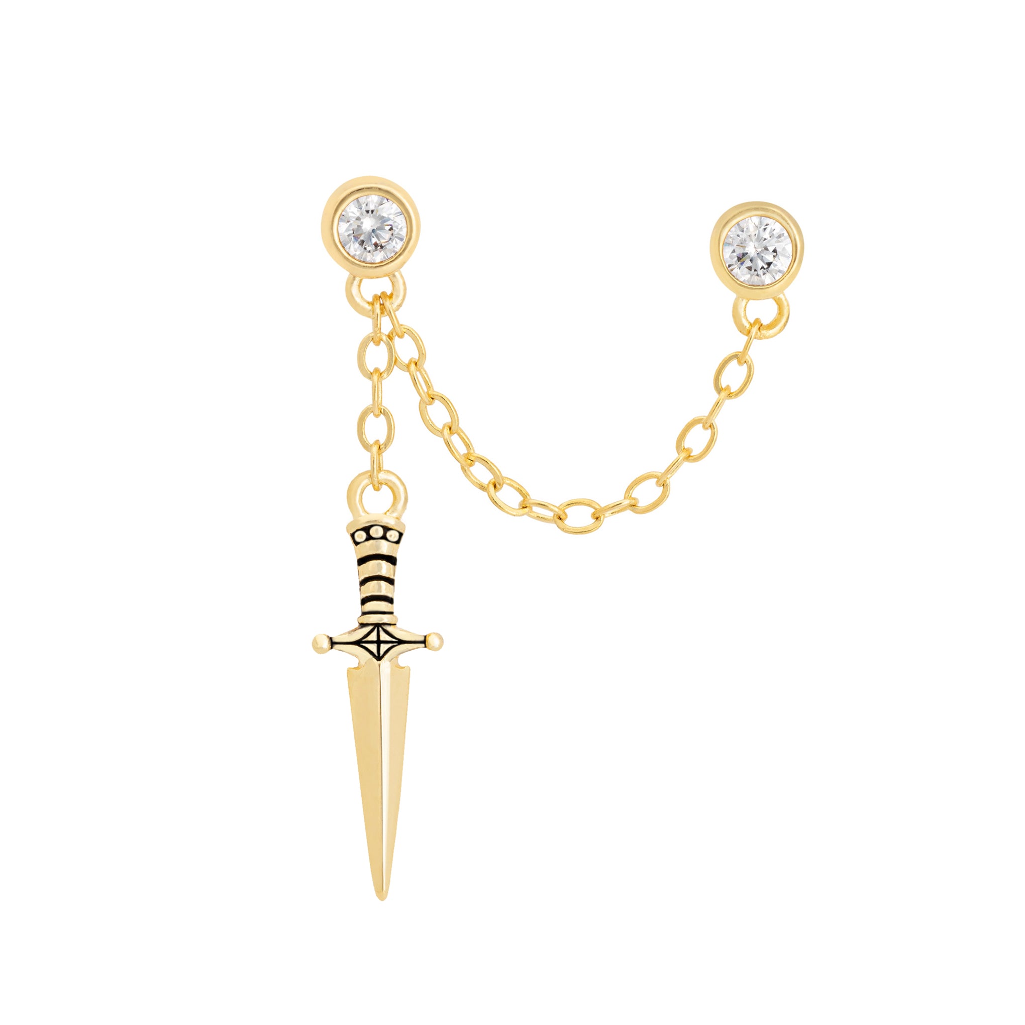 Dagger Double Stud Chain Earring – Little Rooms